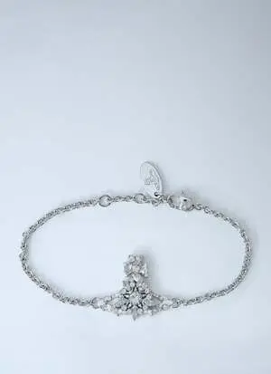 VIVIENNE WESTWOOD Mariette Crystal Embellished Logo Chain Bracelet - Silver