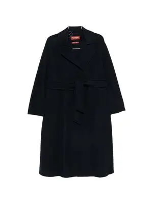 Max Mara MAX MARA Navy Blue Long Sleeve Belted Coat Multicolor