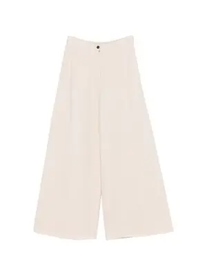 FORTE_FORTE FORTE FORTE Off-White Cotton Wide-Leg Trousers Multicolor