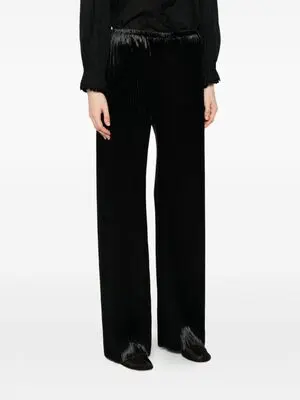FORTE_FORTE Wide Leg Pleated Velvet Trousers - Multicolor