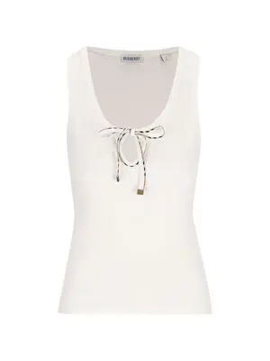Burberry BURBERRY Ribbed Knit Tank Top With Front Tie Detail Multicolor