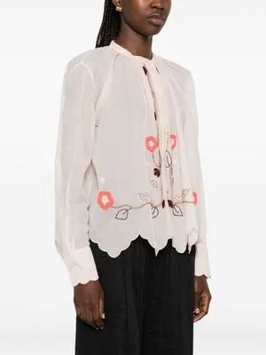 FORTE_FORTE Embroidered Cotton Shirt With Crystal Floral Detail - Multicolor