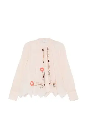 FORTE_FORTE Embroidered Cotton Shirt With Crystal Floral Detail - Multicolor