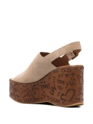 Chloé Maxime Wedge Sandals - Multicolor