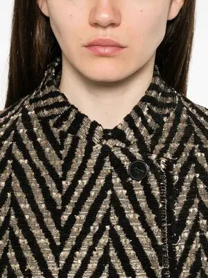 FORTE_FORTE Chevron Pattern Double-breasted Jacket