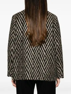 FORTE_FORTE Chevron Pattern Double-breasted Jacket