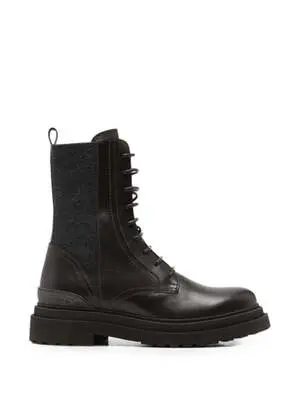 Brunello Cucinelli Leather Combat Boots - Multicolor