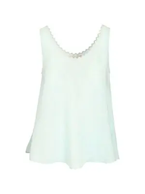 FORTE_FORTE Sleeveless Linen Top With Scalloped Neckline - Multicolor
