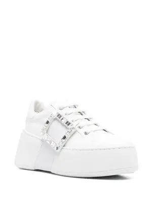 ROGER VIVIER Viv Skate High Strass Embellished Leather Sneakers - Multicolor