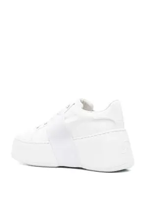 ROGER VIVIER Viv Skate High Strass Embellished Leather Sneakers - Multicolor