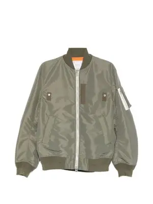 Sacai Nylon Bomber Jacket With Ribbed Trims And Sleeve Zip Pocket - Multicolor