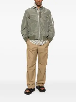 Sacai Nylon Bomber Jacket With Ribbed Trims And Sleeve Zip Pocket - Multicolor