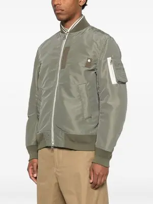 Sacai Nylon Bomber Jacket With Ribbed Trims And Sleeve Zip Pocket - Multicolor
