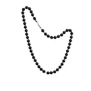 AMONTA Black Onyx Silk Necklace With Sterling Silver Cube