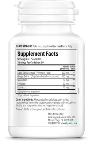 KYOLIC Aged Garlic Extract Formula 102, Cleanse & Digestion, Ginger And Enzyme Complex