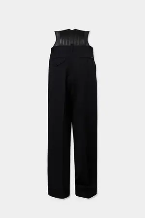 Dsquared2 Tailored Corset Wide-leg Trousers With Leather Bustier Detail