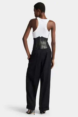 Dsquared2 Tailored Corset Wide-leg Trousers With Leather Bustier Detail