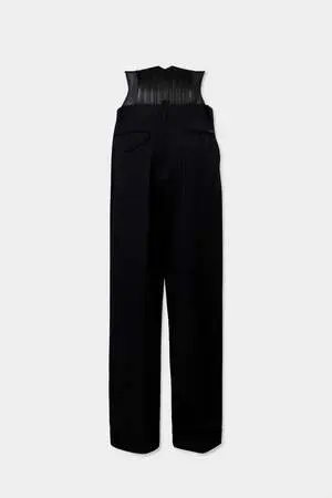 Dsquared2 Tailored Corset Wide-leg Trousers With Leather Bustier Detail - Black