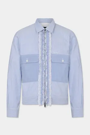 Dsquared2 Mixed Stripes Bomber Jacket With Ruffle Trim