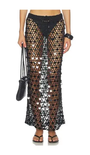 Superdown Dinah Crochet Maxi Skirt - Black