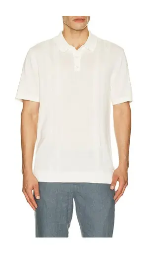 Onia Silk Ribbed Knit Polo Shirt In . Also - Ivory
