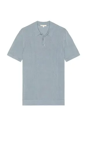 Onia Silk Ribbed Knit Polo Shirt In . Also - Blue