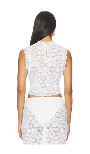 Nbd Lace Cropped Top With Scalloped Trim