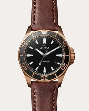 Shinola Bronze Monster 43mm Leather-strap Watch Set - Black