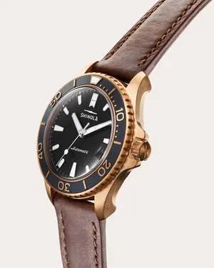 Shinola Bronze Monster 43mm Leather-strap Watch Set