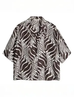 ALBARAY Mono Palm Print Silk Shirt
