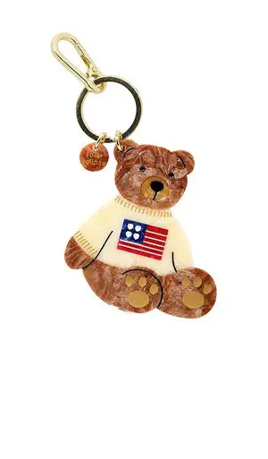 SOLAR ECLIPSE Hand-painted Americana Teddy Bear Bag Charm & Keychain - Brown