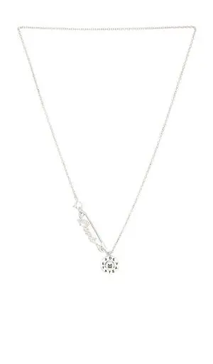 DEVA STATES X Maple Safety Pin Detail Necklace - Metallic Silver