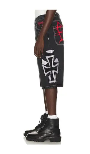 Ed Hardy Crosses Rhinestone Long Shorts