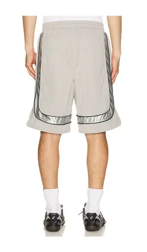 Rhude Baggy Mesh Collegiate Logo Shorts - Grey