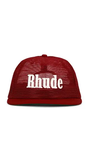 Rhude Embroidered Logo Mesh Trucker Hat - Red