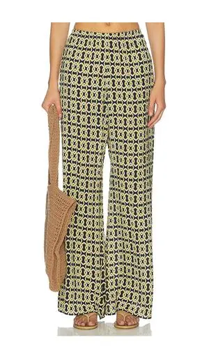 AWAY THAT DAY Geometric Print Wide Leg Trousers