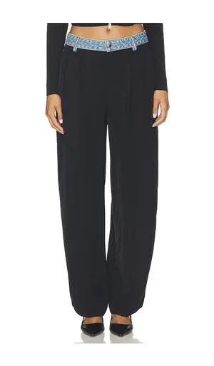 Alexander Wang Mid Rise Pant With Denim Waistband - Black