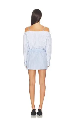 Alexander Wang Off Shoulder Striped Dress - Blue