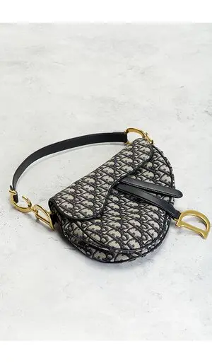FWRD RENEW Dior Trotter Oblique Saddle Bag - Blue