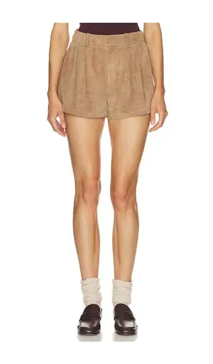 FRAME The Slant Short In Suede - Brown