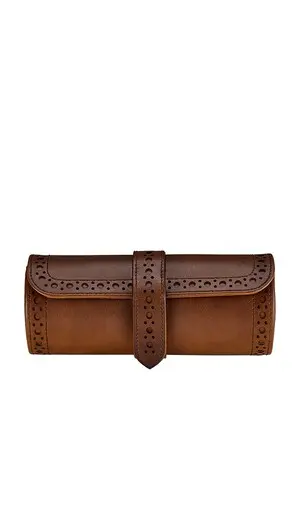 Wolf Brogue Triple Watch Roll - Brown