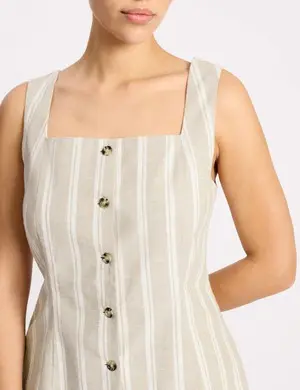 ALBARAY Square Neck Stripe Button Top