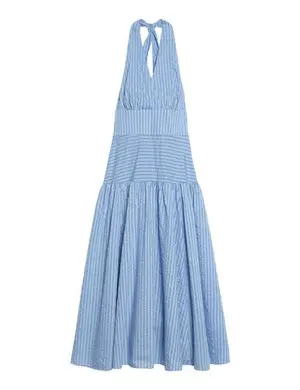 ALBARAY Stripe Halter Neck Midi Dress