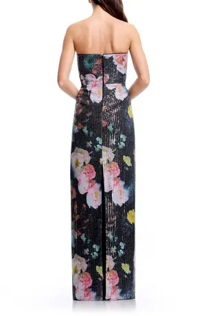 Dress The Population Vada Floral Sequin Strapless Gown