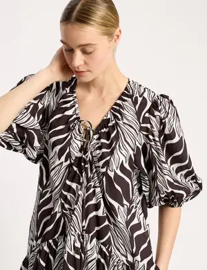 ALBARAY Mono Palm Tie-neck Maxi Dress