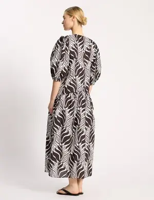 ALBARAY Mono Palm Tie-neck Maxi Dress