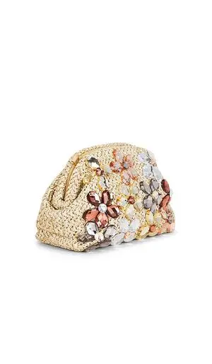 OLGA BERG Crystal Embellished Woven Clutch