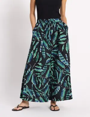 ALBARAY Painterly Palm Culottes - Black