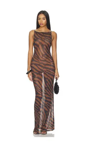 Superdown Tiger Print Maxi Dress
