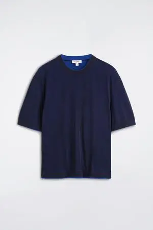 Cos Layered Knitted Cotton T-shirt - Navy